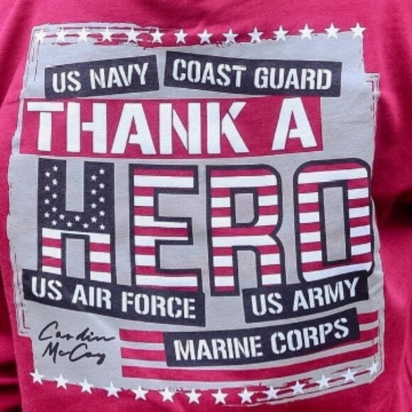 Cardin McCoy | Shirts & Tops | Cardin Mccoy Burgundy Shirt Thank A Hero ...